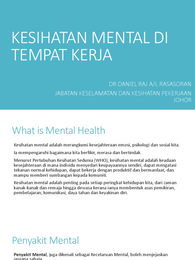 JKKP - Kesihatan Mental Di Tempat Kerja | PDF