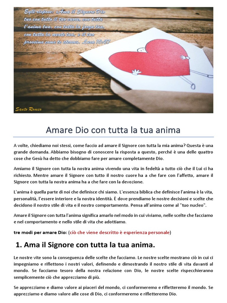 Amare Dio Con Tutta La Tua Anima | PDF