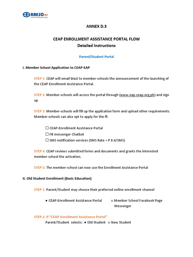 10 Annex D3 - Enrollment System Flow - For Parents | PDF | Login | Facebook