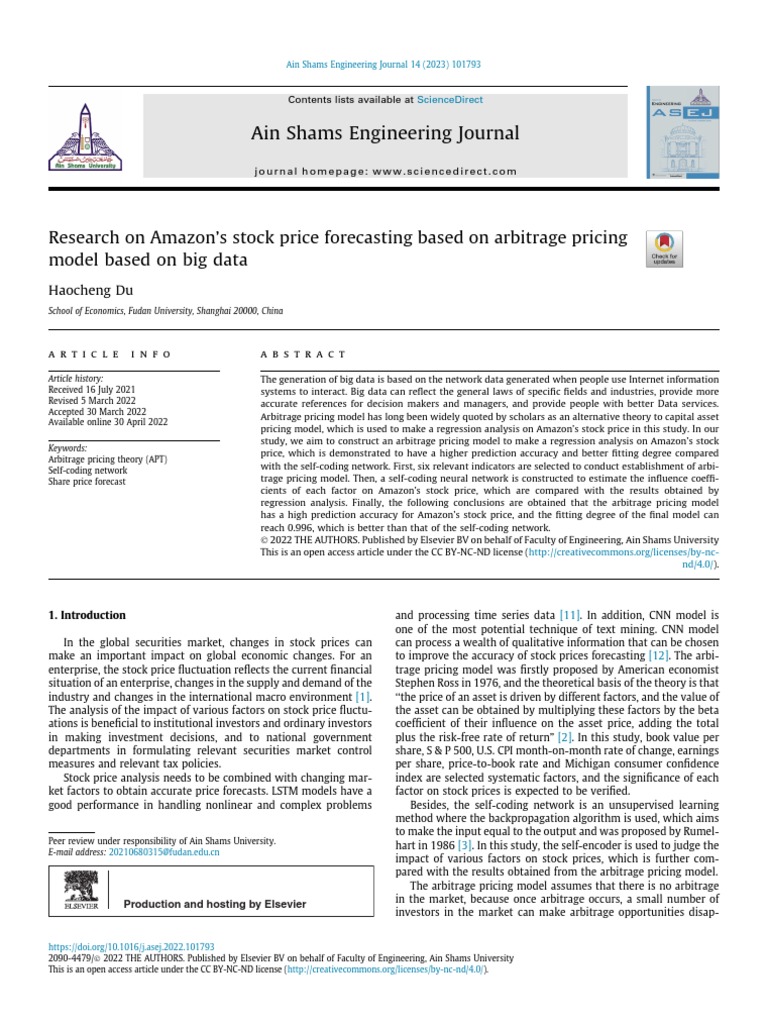 Research On Amazon's Stock Price Forecasting Based On Arbitrage Pricing ... Research On Amazon's Stock Price Forecasting Based On Arbitrage Pricing ...