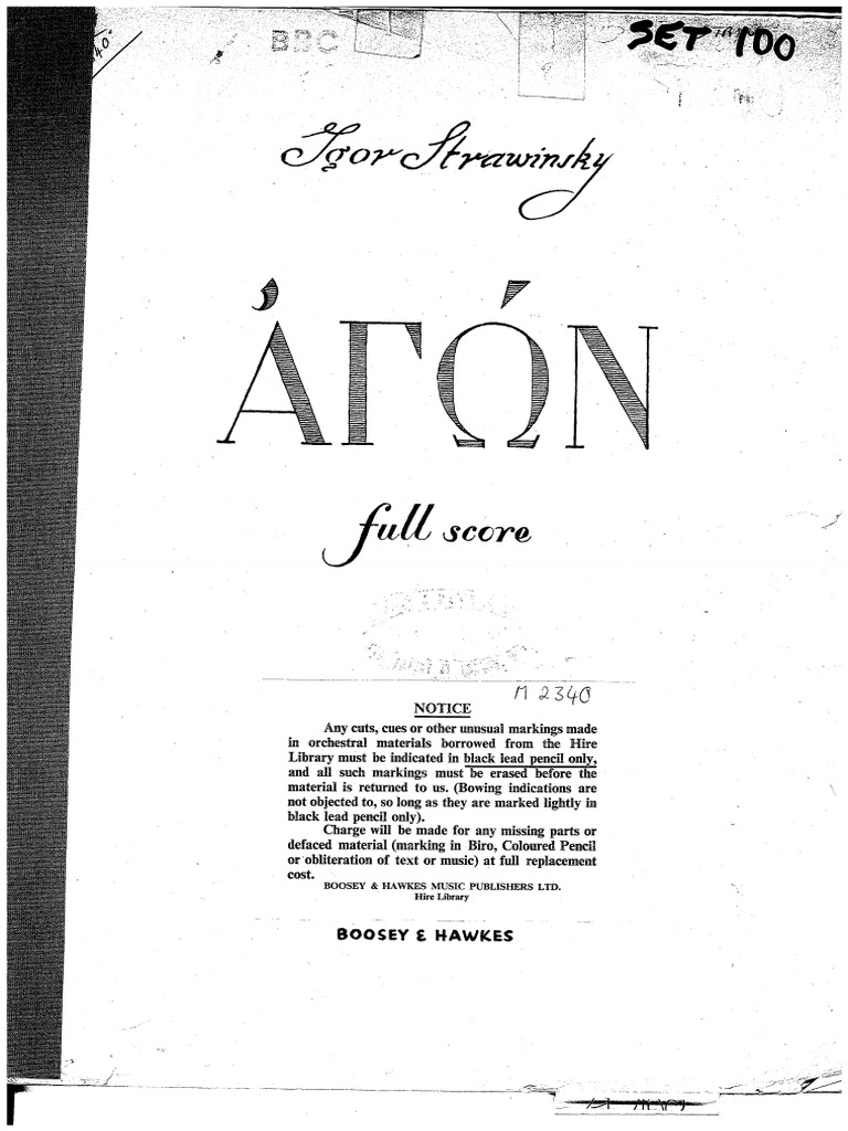 Strawinsky Agon Full Score-1 | PDF | Classical Music | Musical Instruments
