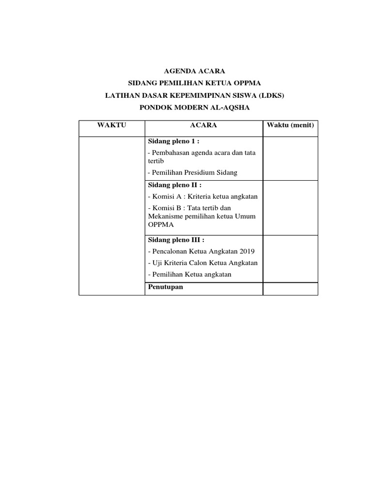 Draf Sidang LDKS Al-Aqsha | PDF