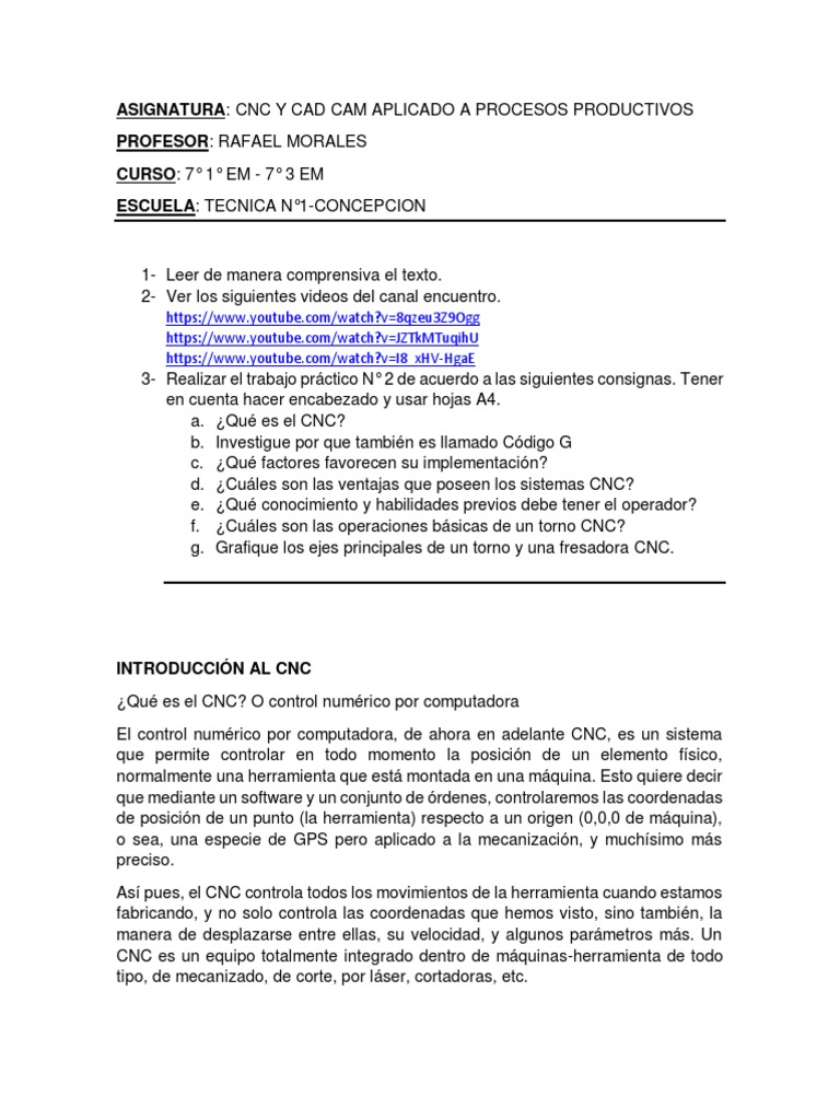 TP2 - Introduccion Al CNC - 2021 | PDF | Control numerico | Sector secundario de la economía