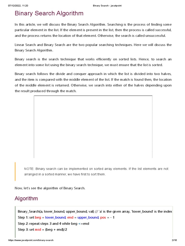 Binary Search - Javatpoint | PDF | Computer Programming | Algorithms And Data Structures