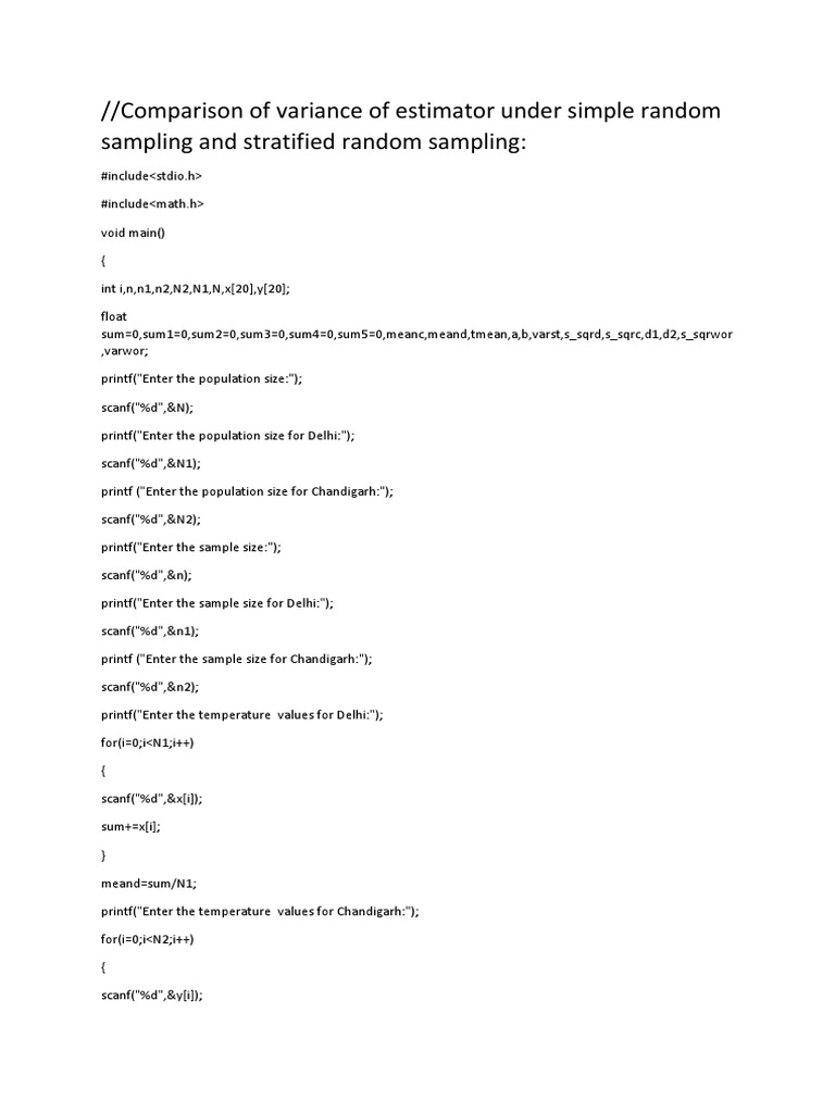Comparison of Variance of Estimator Under Simple Random Sampling and Stratified Random Sampling ...