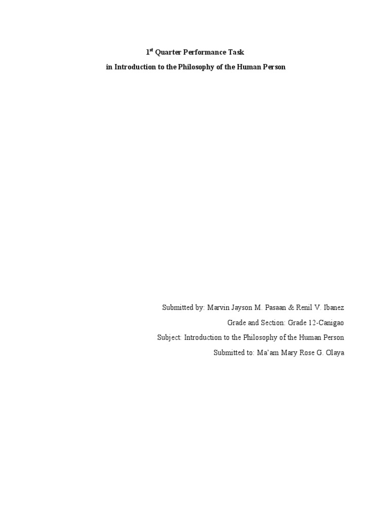 1st Quarter Performance Task | PDF | René Descartes | Aristotle