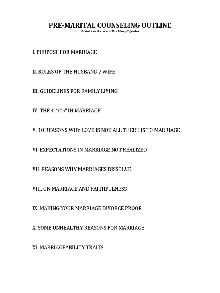 Premarital Counseling 2 | PDF | Marriage | Jesus