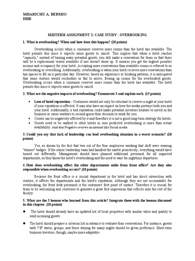 Case Study Overbooking Download Free Pdf Economies Communication