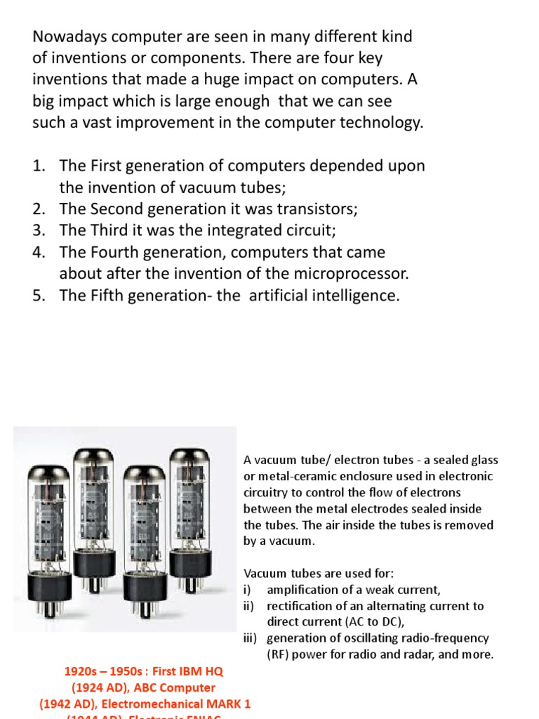 Four Key Computer Inventions | PDF | Vacuum Tube | Transistor