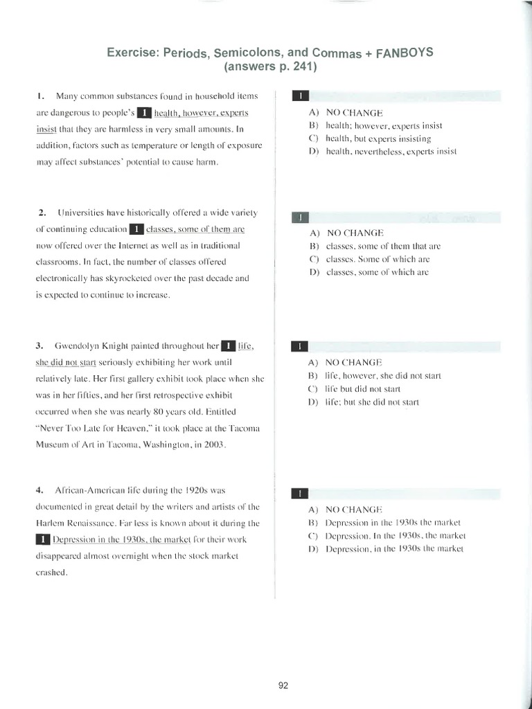 SAT Punctuating Clauses | PDF