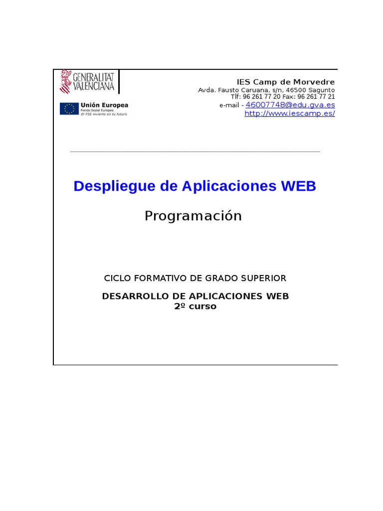 2DAW Despliegue Aplicaciones WEB | PDF