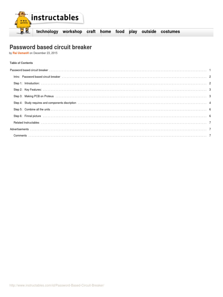 Password Based Circuit Breaker | PDF | Rectifier | Capacitor