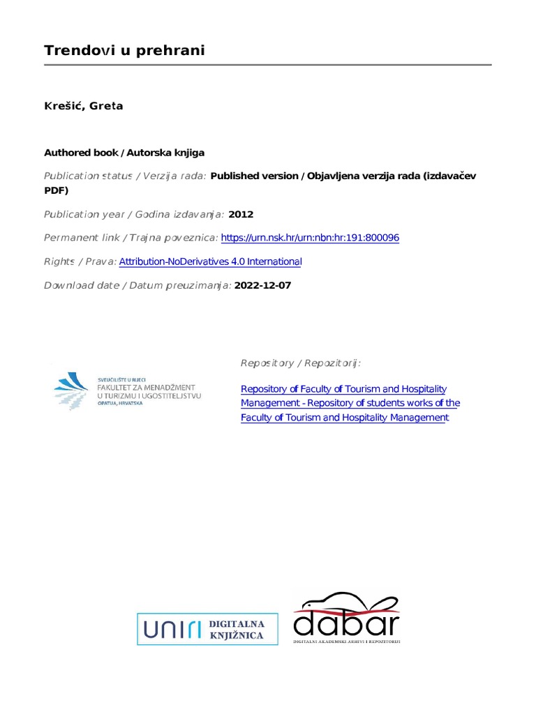 Trendovi U Prehrani | PDF