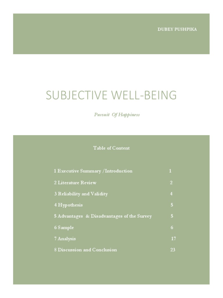 Subjective Well Being Research Paper | PDF | Survey Methodology ...