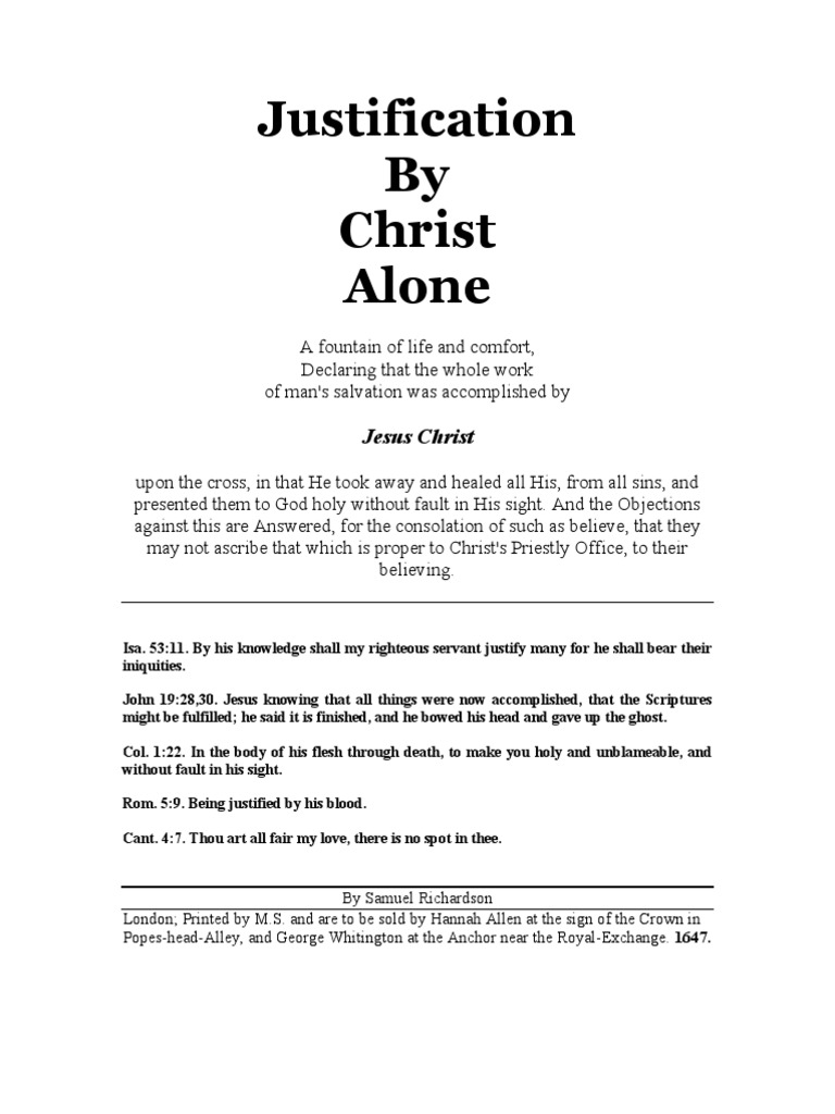 Justification by Christ Alone | PDF | Justification (Theology) | Grace ...