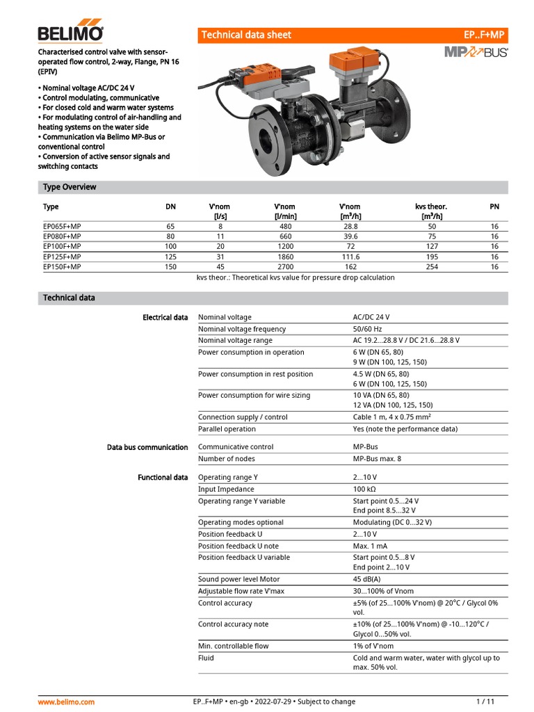 Belimo Epicv 2way Valve | PDF | Flow Measurement | Valve