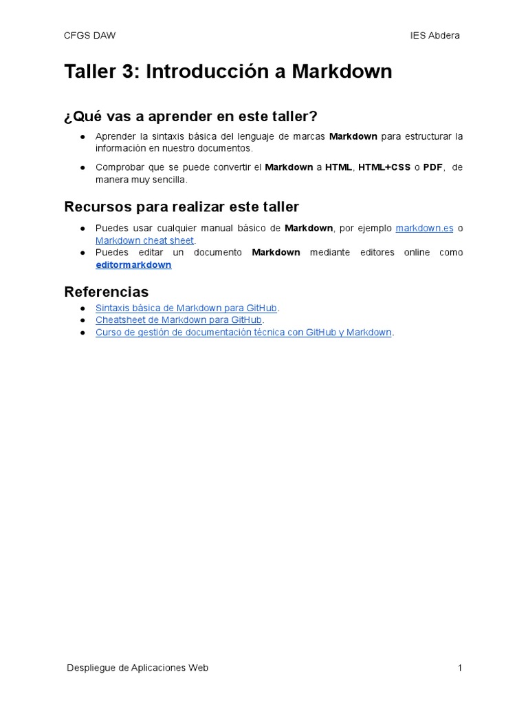 Taller 2 Introducción A Markdown | PDF