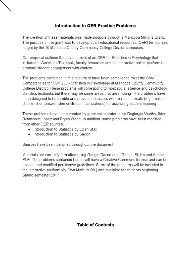 OER Practice Problems and Answers | PDF | Standard Score | Statistics