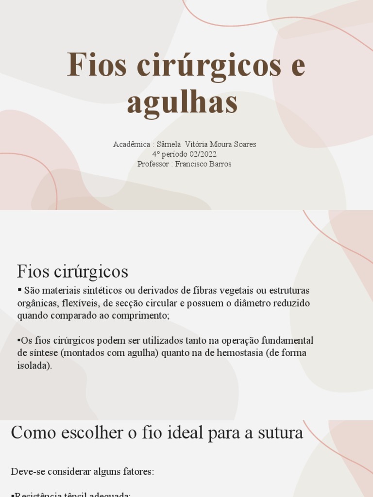 Slide Fios e Agulhas | PDF | Nylon | Estresse (Mecânica)
