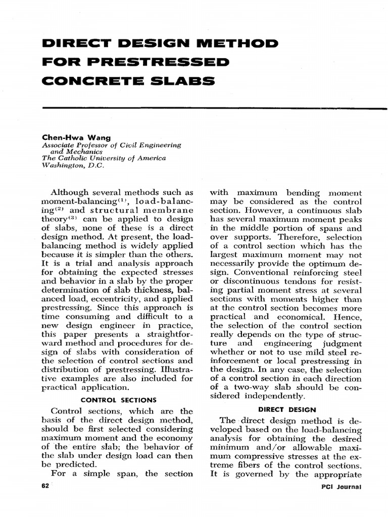 Direct Design for Prestressed Slabs | PDF | Prestressed Concrete ...