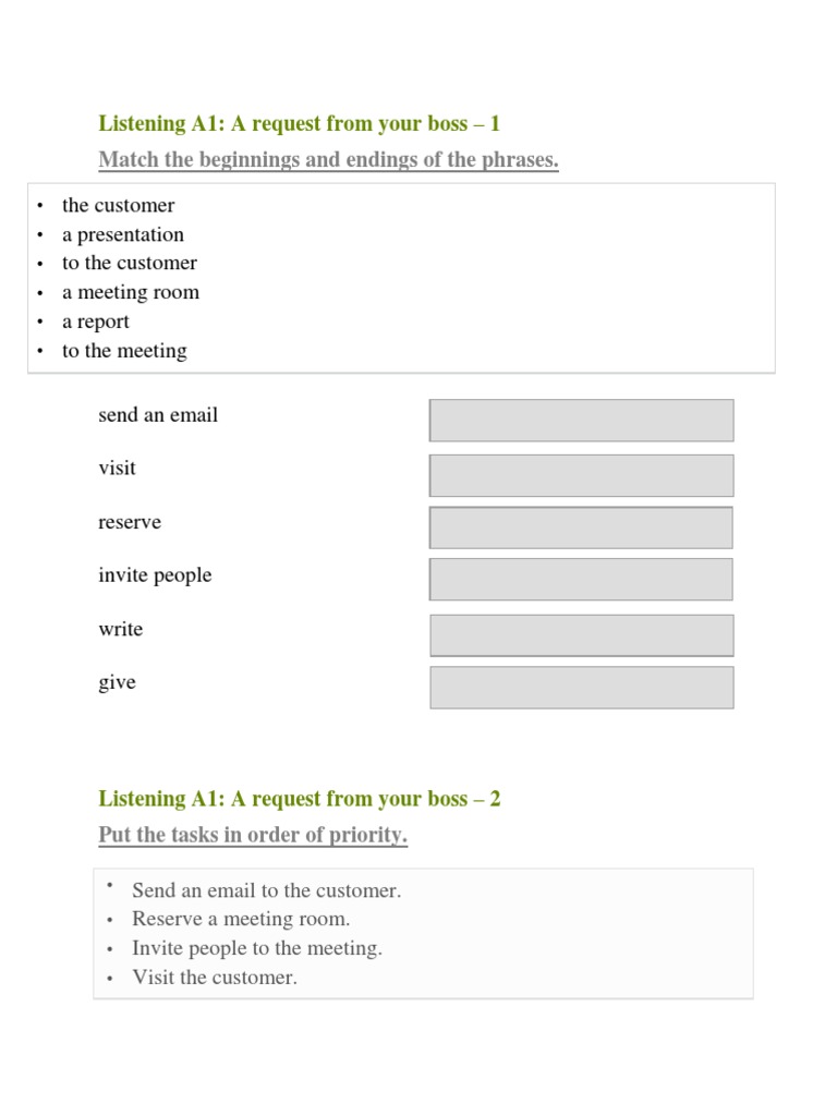 Listening A1 | PDF