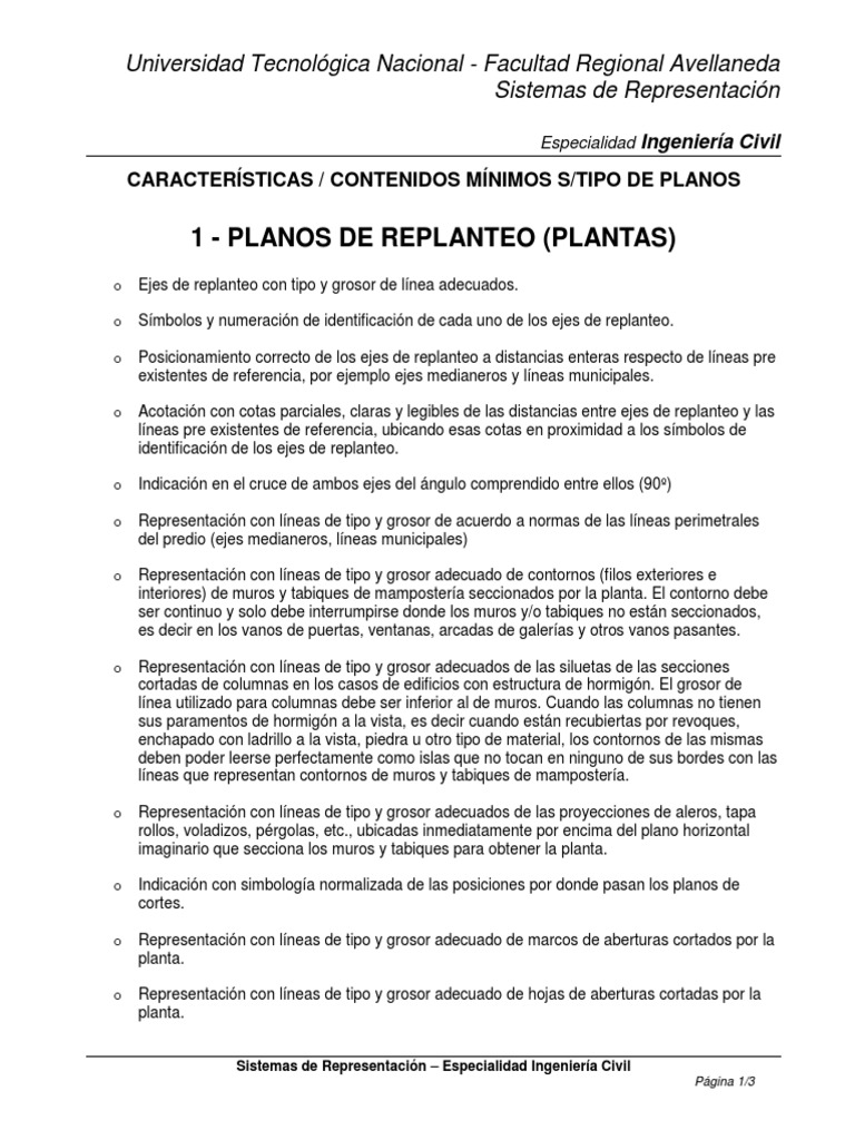 1-Replanteo (Plantas) - Caracteristicas y Contenidos Minimos Segun Tipo de Planos - Civil | PDF ...
