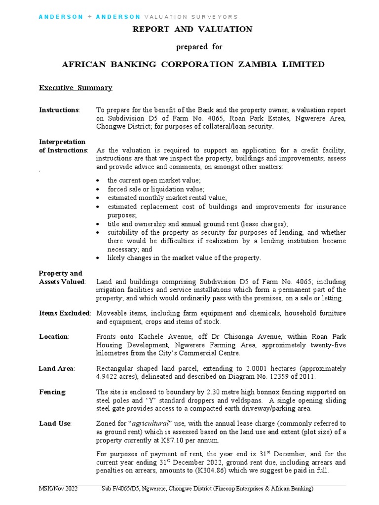 31 - F4065D5 Draft Report Nov 2022 | PDF | Real Estate Appraisal | Property