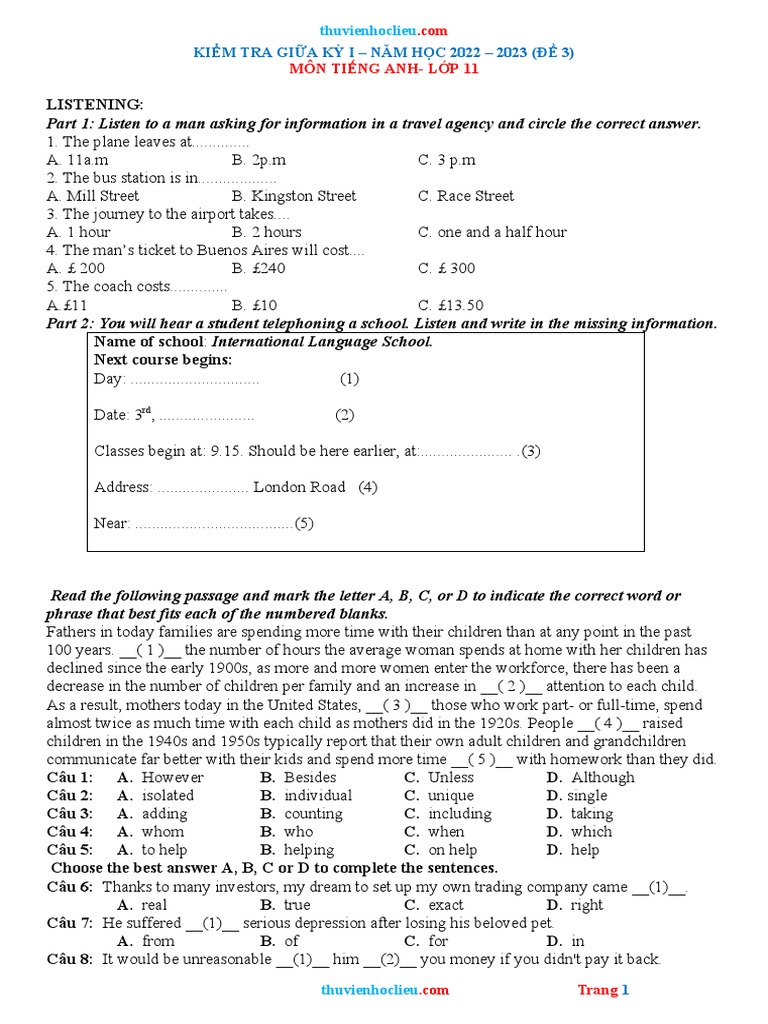 English Midterm Exam Grade 11 | PDF