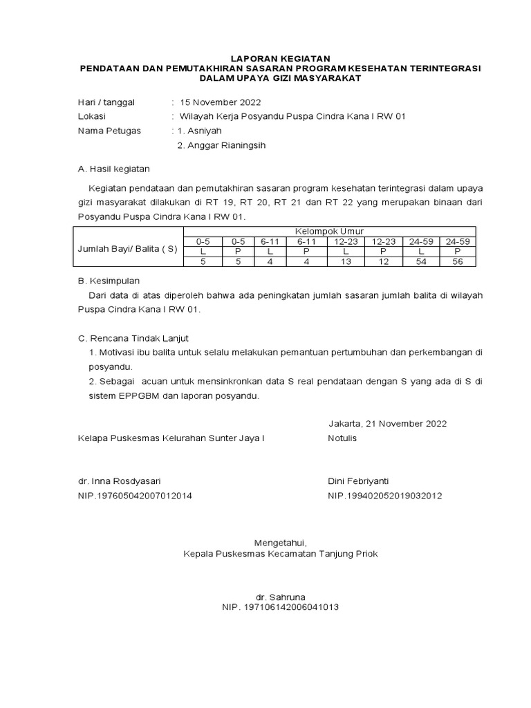 Laporan Pendataan Posyandu | PDF