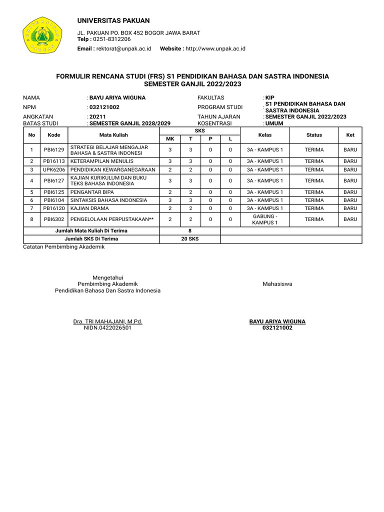Sistem Informasi Akademik Simak Universitas Pakuan Pdf
