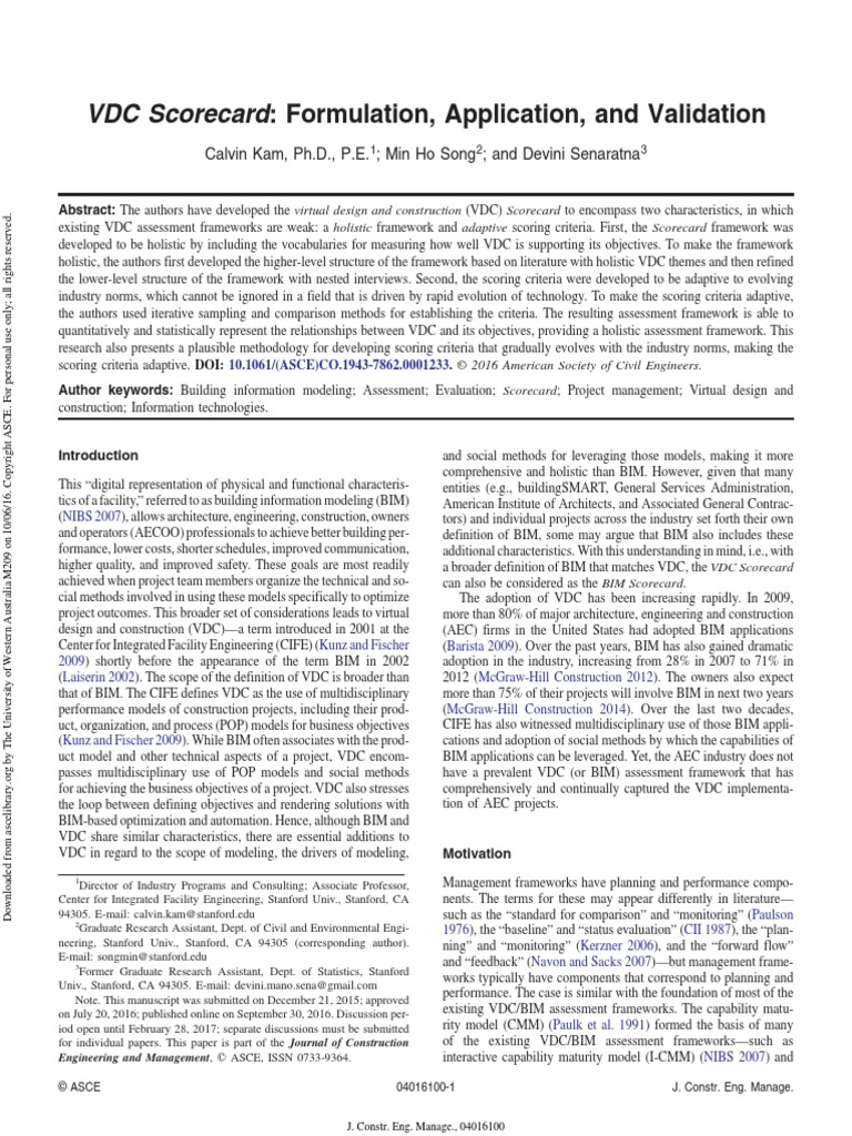 1.-Kam2016 VDC VALIDACION | PDF | Building Information Modeling | Science