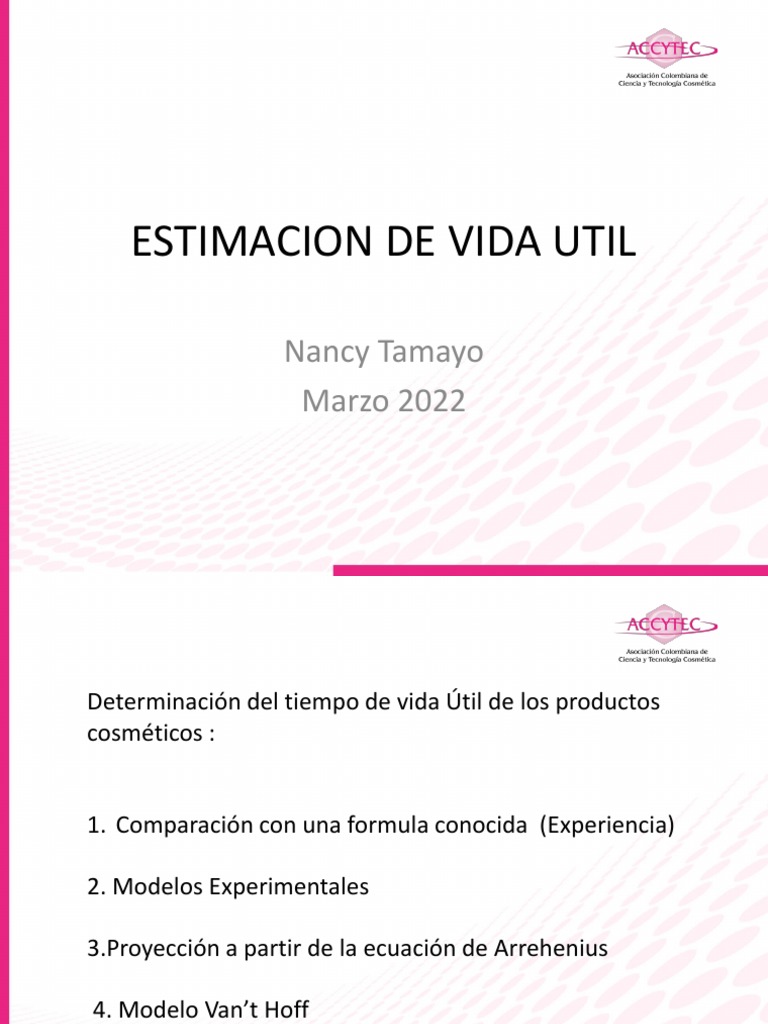 Estimación Vida Útil Cosméticos | PDF | Temperatura | Cantidades fisicas