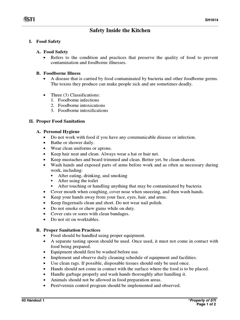 03 - Handout - 1 (Food Safety G 12) | PDF | Foodborne Illness | Foods