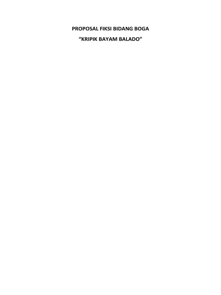 Proposal Fiksi Bidang Boga | PDF