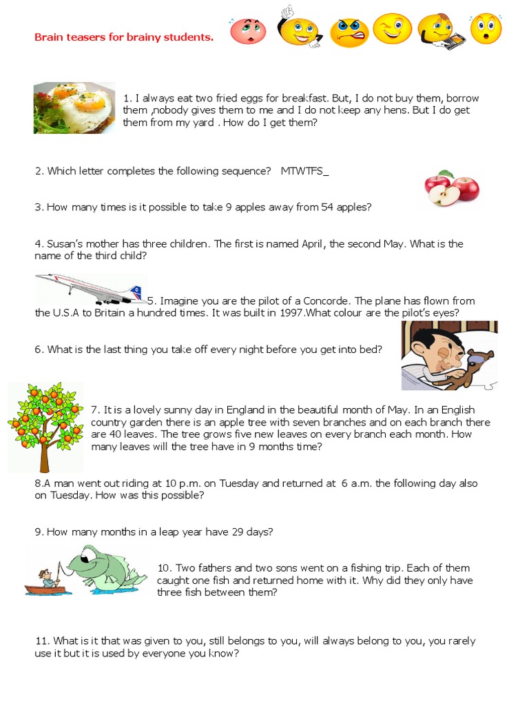 Brain Teasers For Brainy Students | PDF