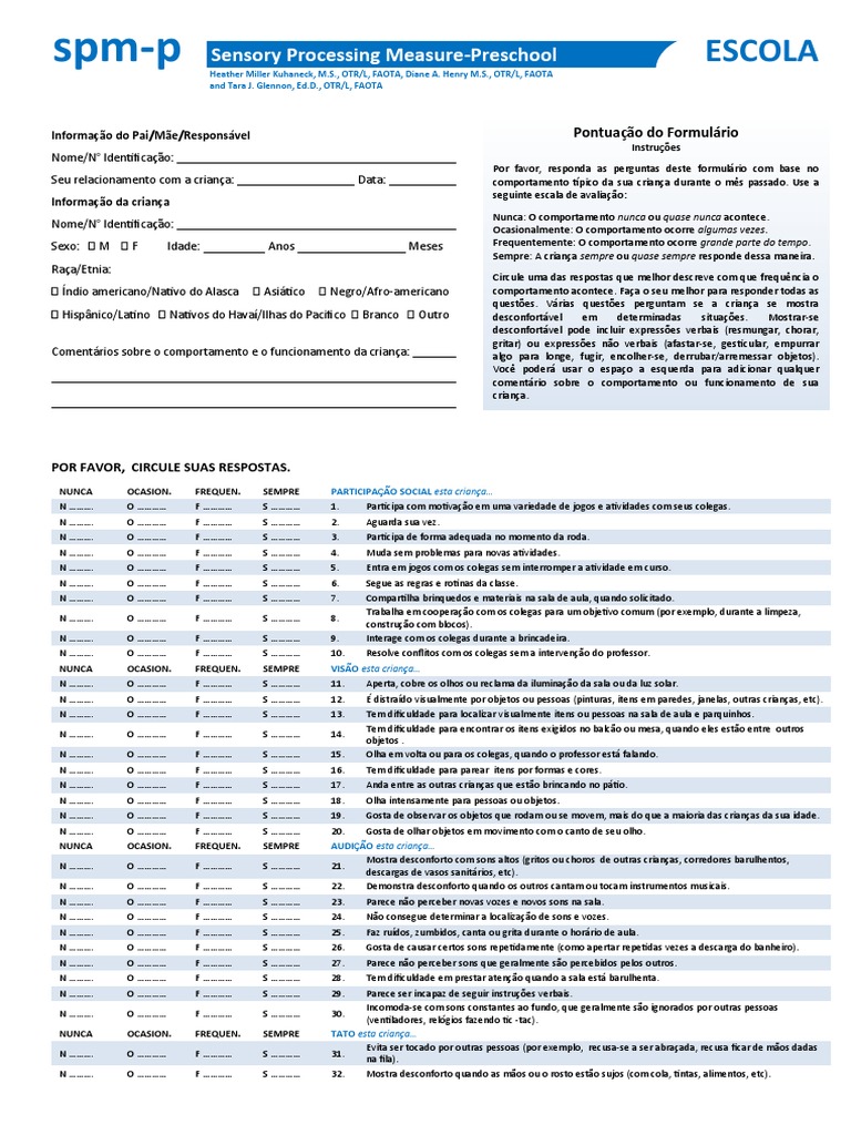 SPM P 2-5 Anos - Escola | PDF