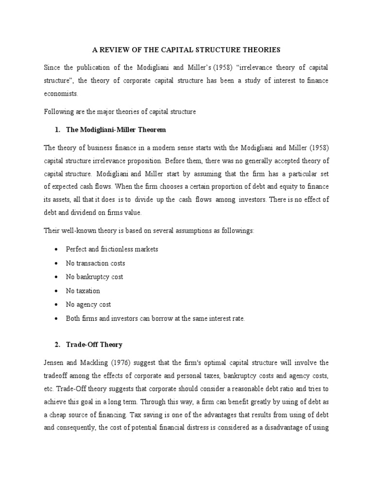 Capital Structure Theories | Download Free PDF | Capital Structure | Stocks