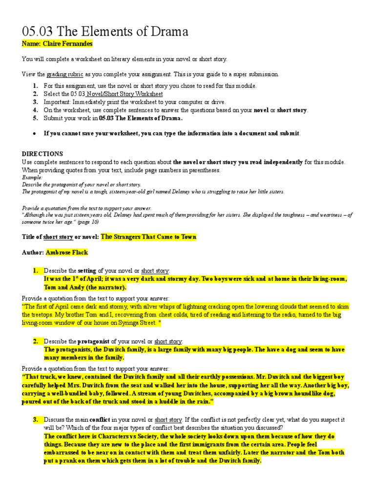 Drama Elements in "The Strangers" Analysis | PDF