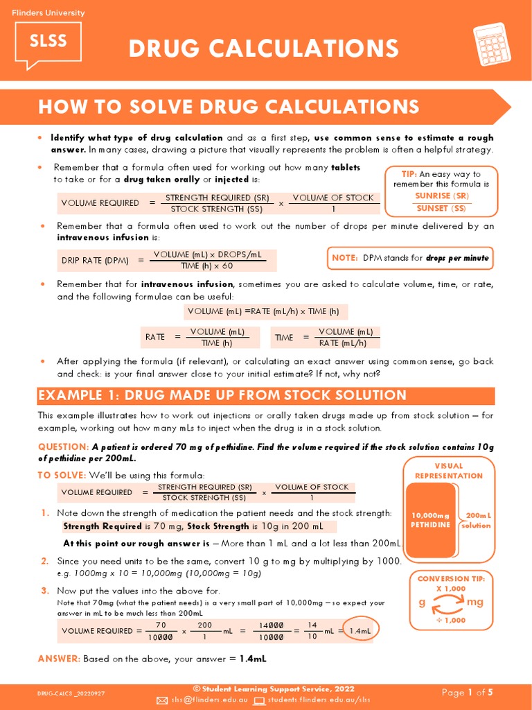 Drug Calculations | PDF | Intravenous Therapy | Saline (Medicine)
