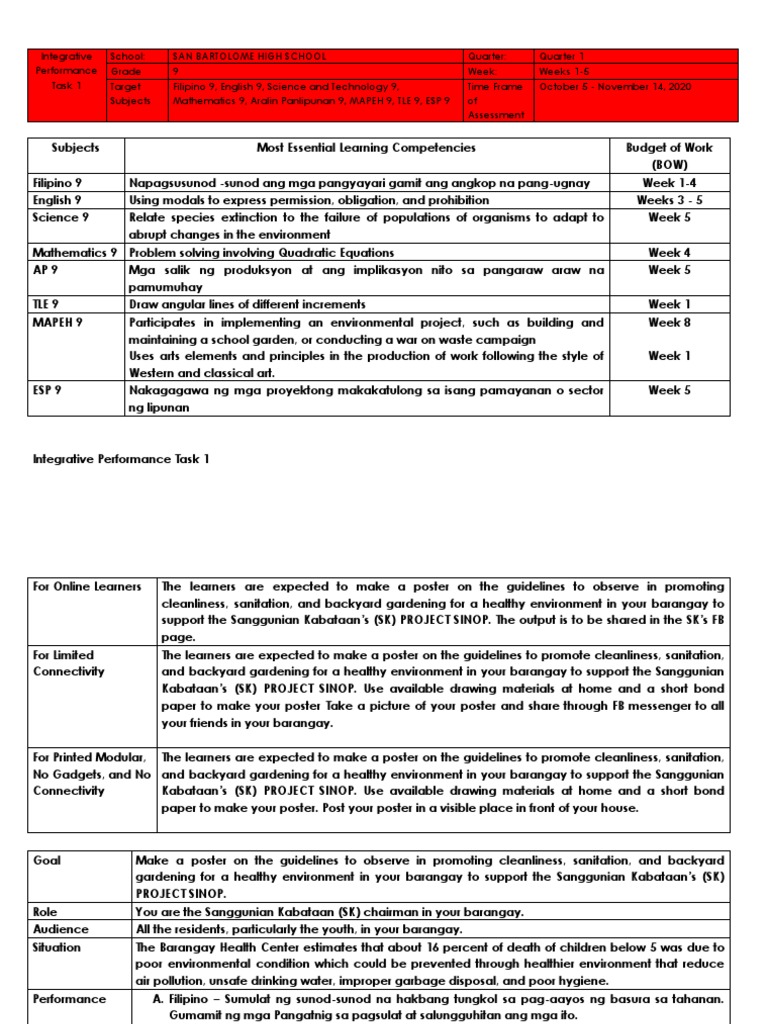 G9 Integrative Task 1 Final - V2 | Download Free PDF | Equations