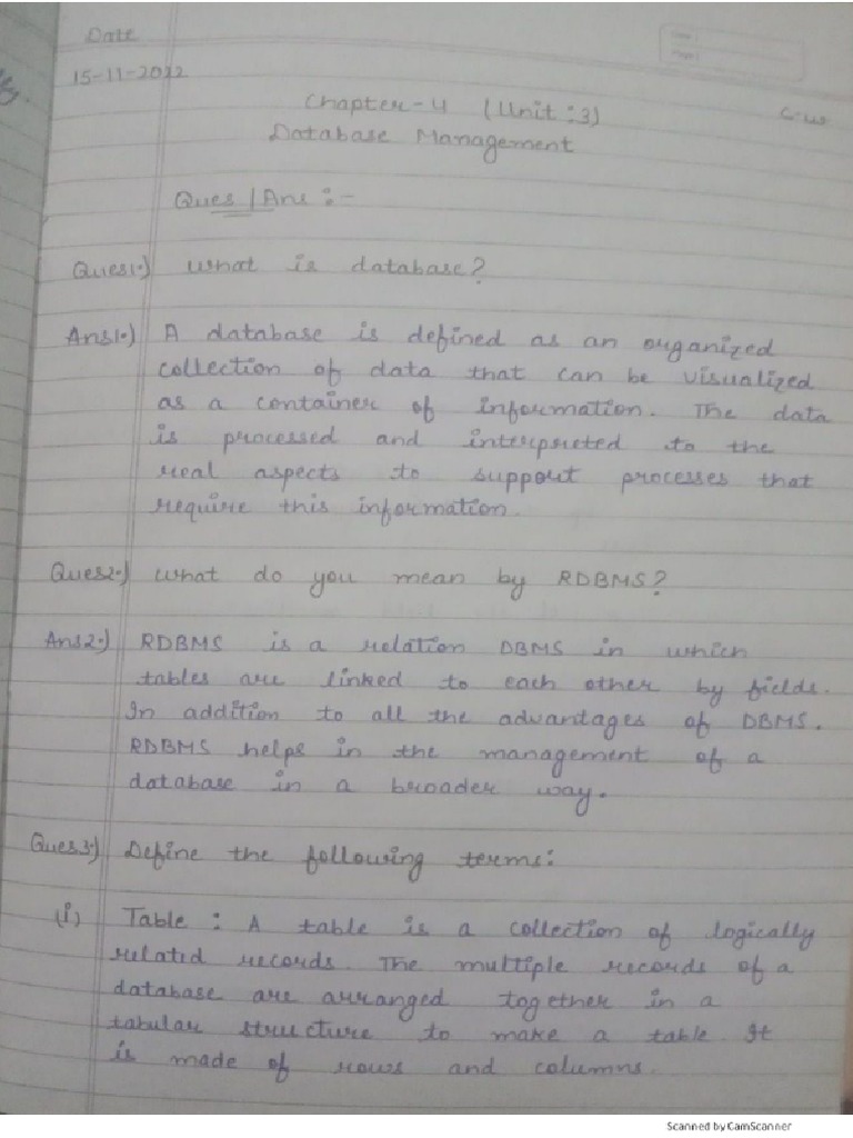 Part B Unit 3 Database Management Pdf