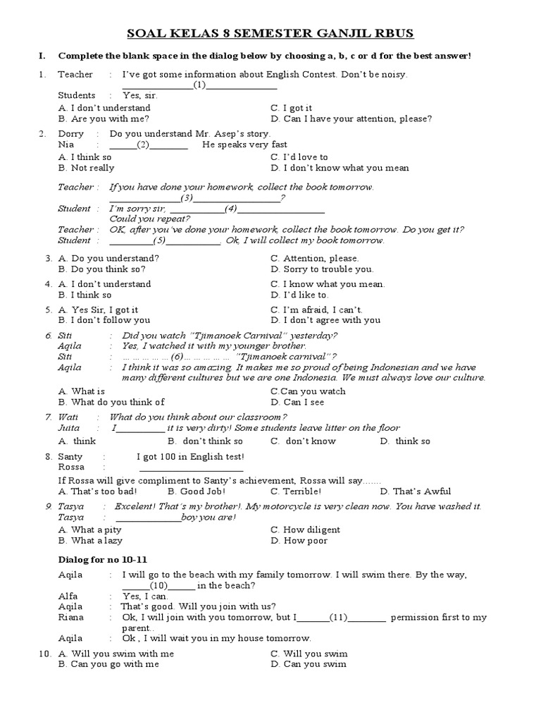 SOAL PAS KELAS 8 SEMESTER GANJIL Lengkap | PDF | Libraries | Food And Drink
