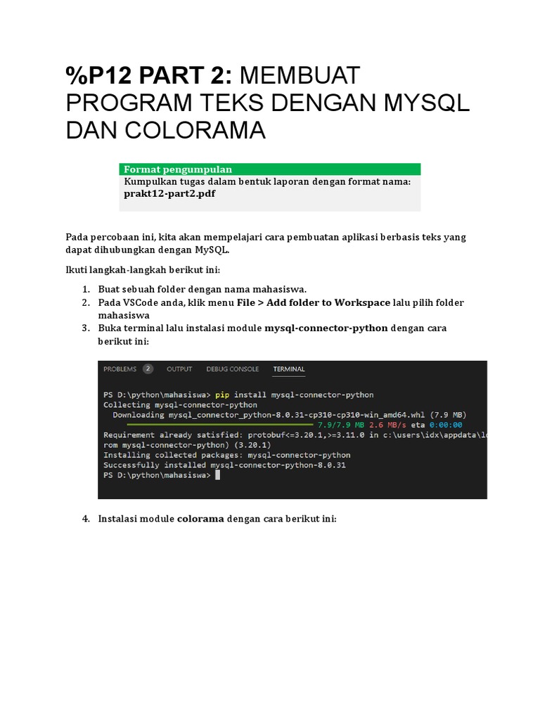 Panduan Aplikasi Teks MySQL dan Colorama | PDF