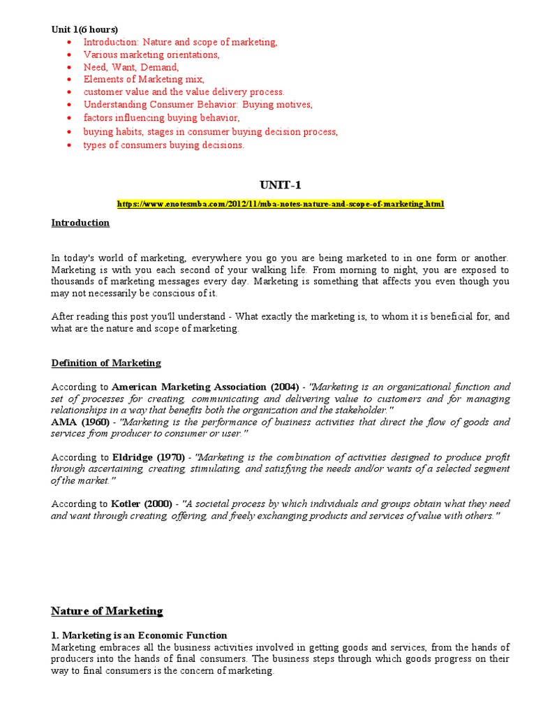 Unit 1 MKT | Download Free PDF | Marketing | Consumer Behaviour