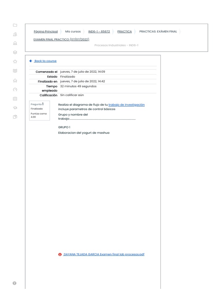 EXAMEN FINAL PRACTICO (07 - 07 - 2022) - Revisión Del Intento | PDF | Caloría | Agua