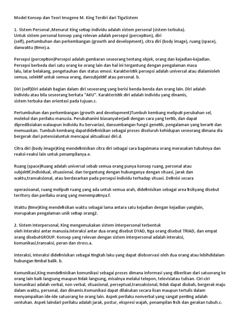 Model Konsep Dan Teori Imogene M | PDF
