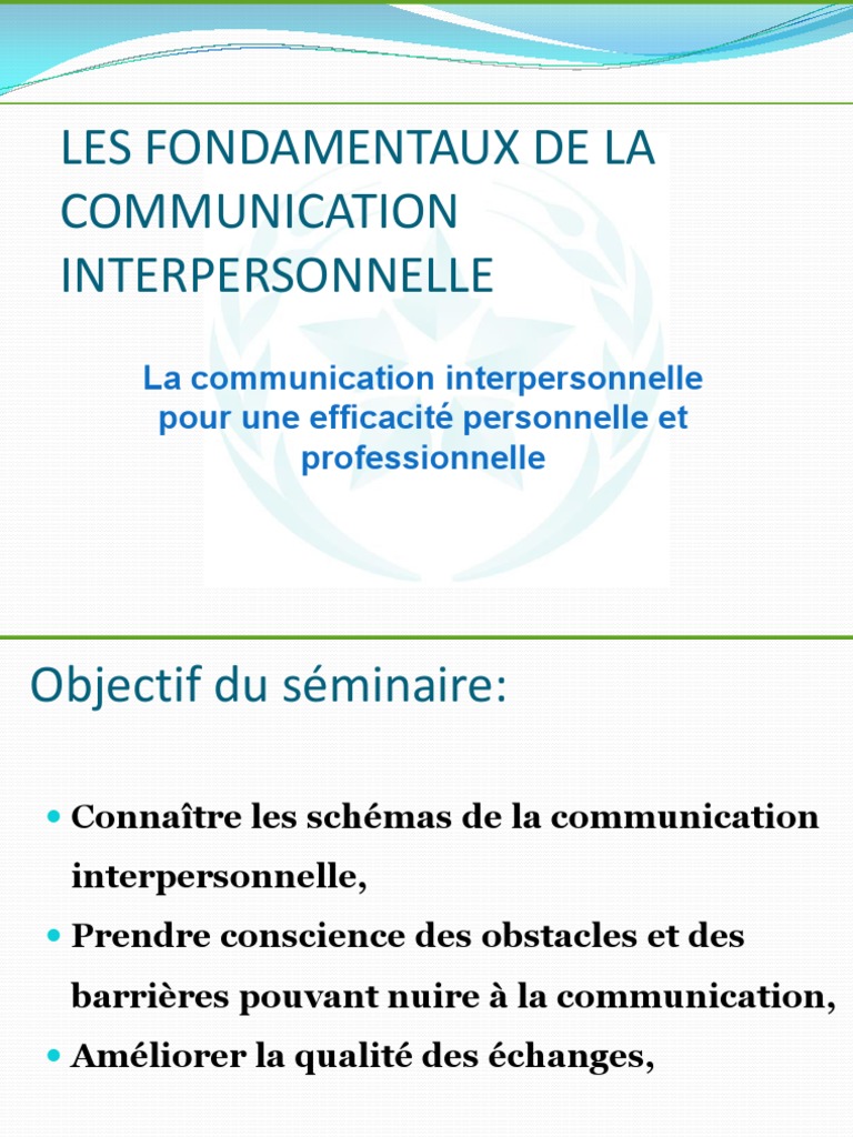 Fondamentaux de la Communication Interpersonnelle | PDF | la ...