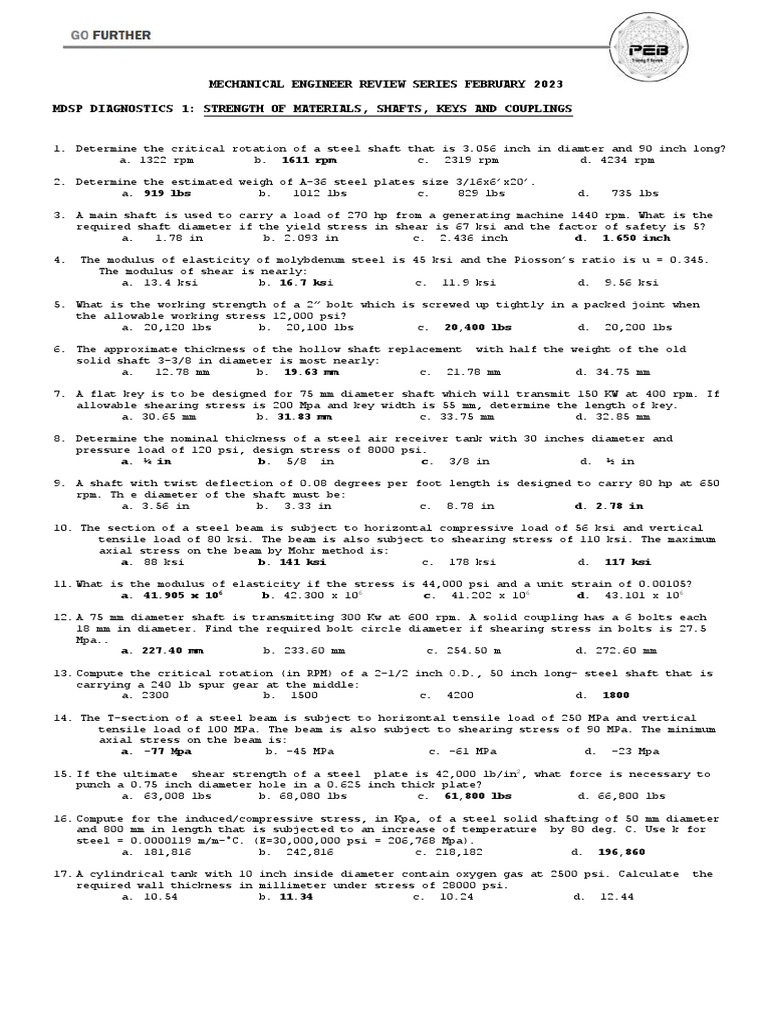 MDSP Diag 1 | PDF | Strength Of Materials | Beam (Structure)