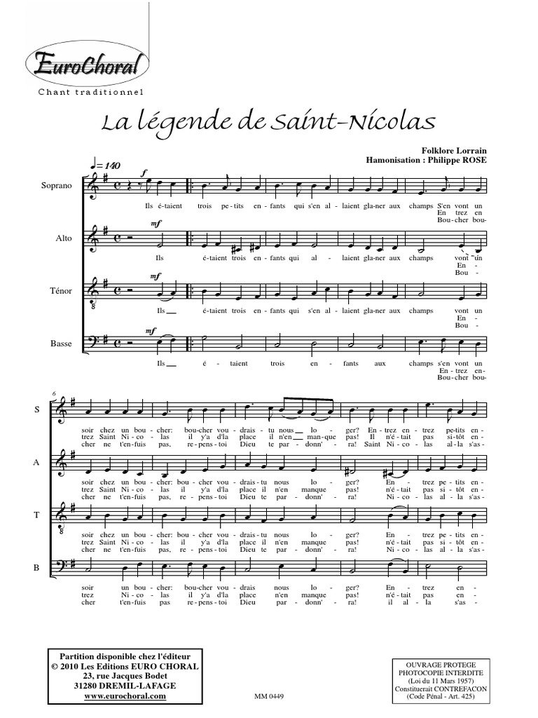 Légende de St-Nicolas (La) | PDF | Théorie de la musique | Éléments de ...