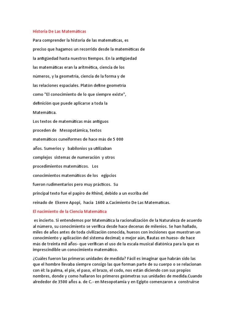Historia de Las Matemáticas | PDF | Matemáticas | Mesopotamia